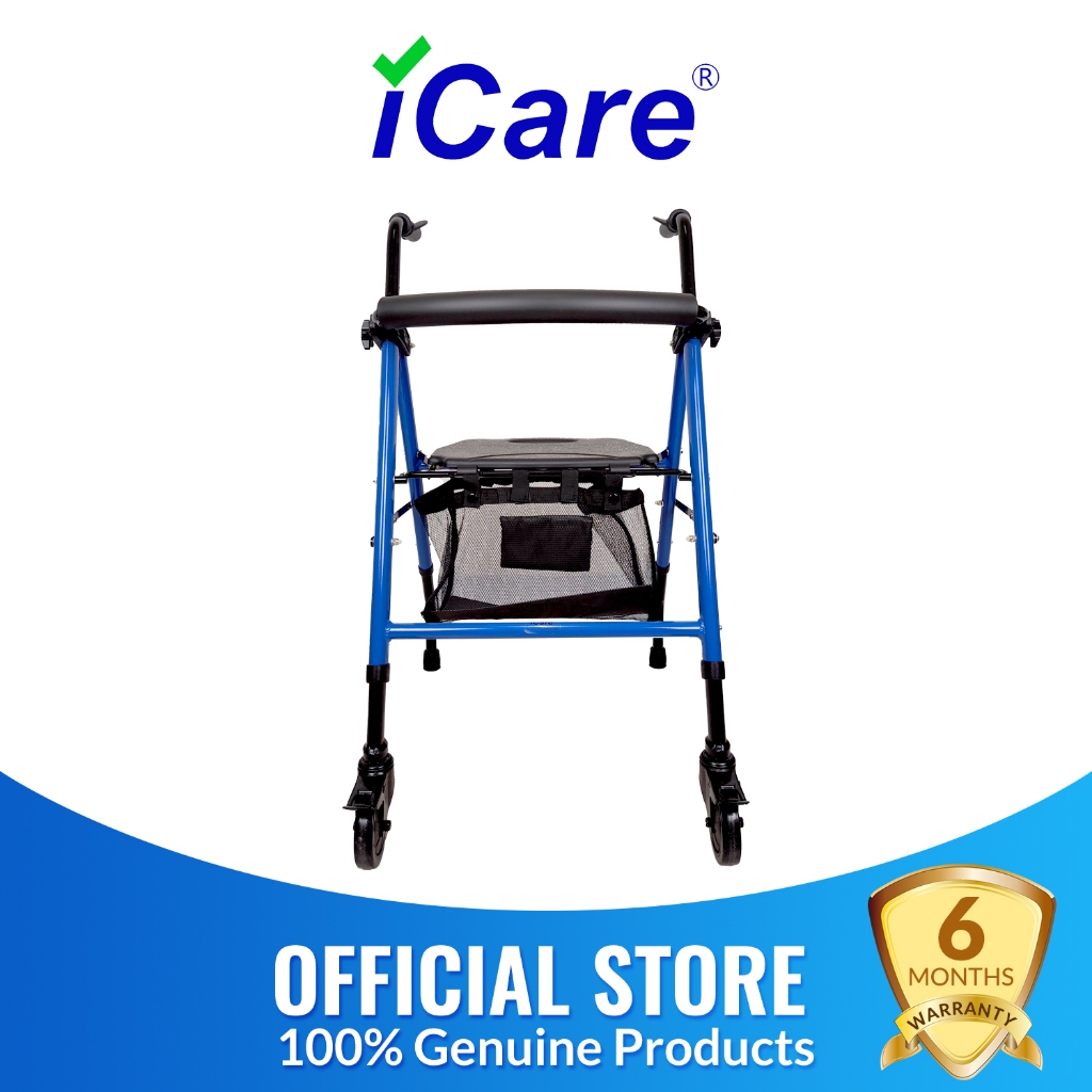 iCare® RL110 StrollMate 4 Wheel Rollator with Built in Seat, Height ...