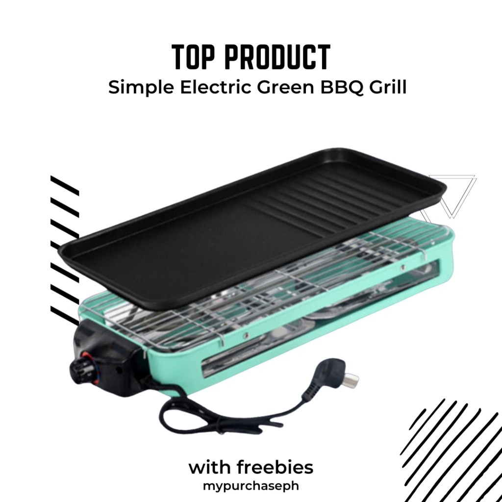 NO BLACK PLATE Multifunctional Simple Electric Green BBQ Grill Indoor ...