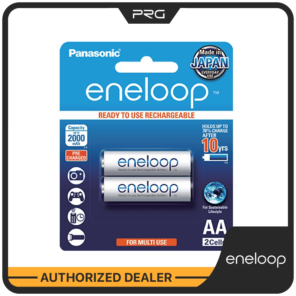 Panasonic Eneloop 2 x AA Rechargeable Batteries (WHITE) | Shopee ...