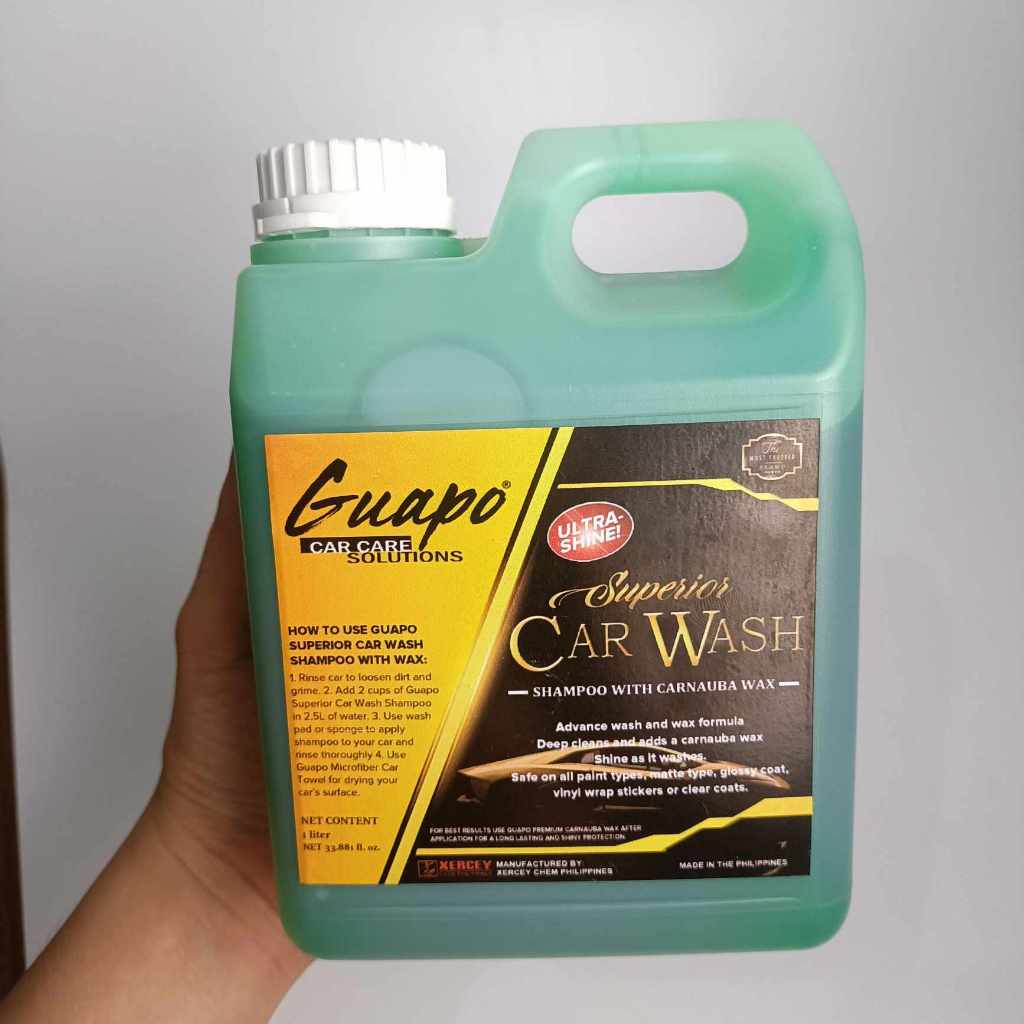 GUAPO CAR CARE SOLUTIONS SHAMPOO WITH CARNAUBA WAX 1 LITER | Shopee ...