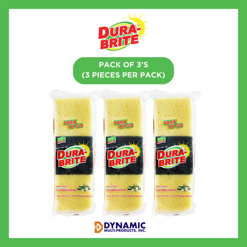 Dura-Brite Multi-Purpose Scrubbing Sponge 75x75mm By 3's (Pack Of 3's ...