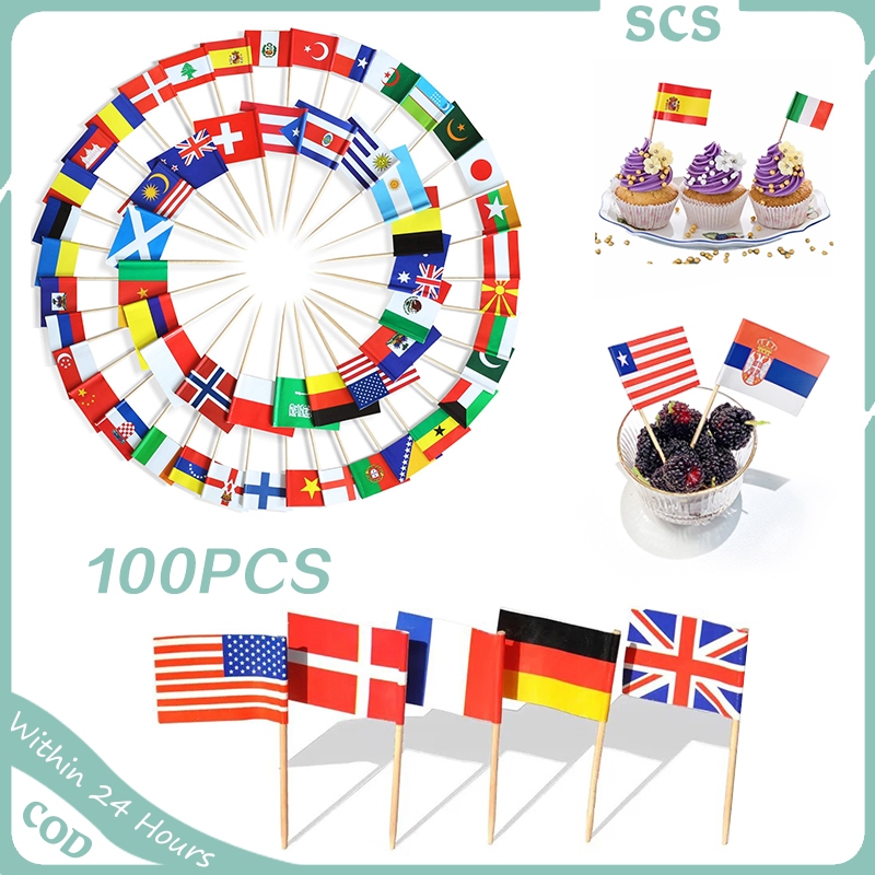 100pcs Toothpick Pick Flags Different Countries Toothpick Flag,for ...