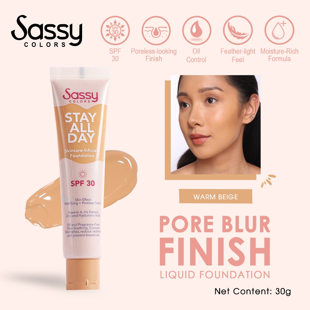 Sassy Colors Stay All Day Skincare-Infused Foundation - Matte, Oil ...