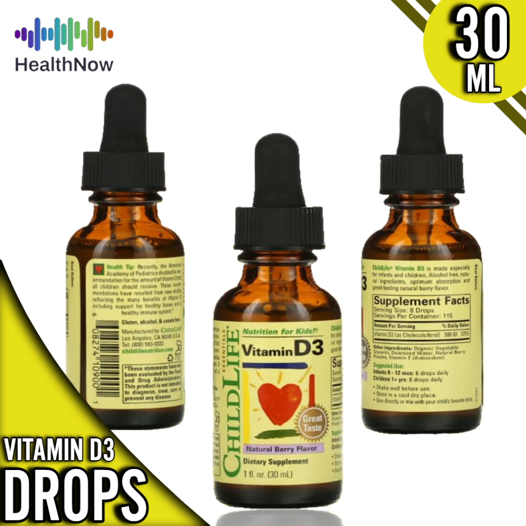 Child Life Vitamin D3 Natural Berry Flavor 1 fl oz (30 ml)/ 0.21 fl oz ...