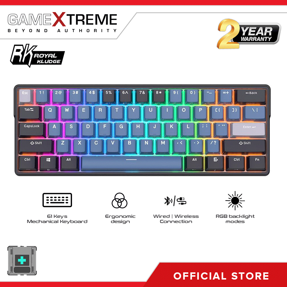 Royal Kludge RK61 Plus Tri Mode RGB 61 Keys Hot Swappable Mechanical ...