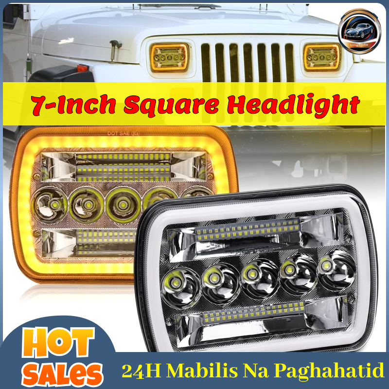 23.3cm 5X7 Inch 60W LED High/Low Beam Wrangler Square Light Jeep Drl ...