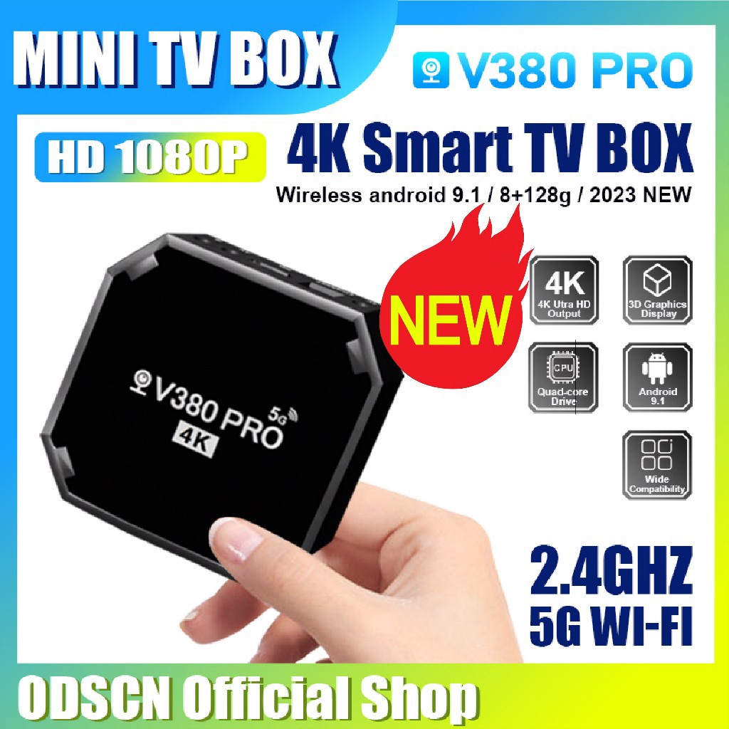 Odscn V380 PRO TV BOX Mini Smart TV Box 4K HD 8+128G 2.4Ghz 5G WiFi ...