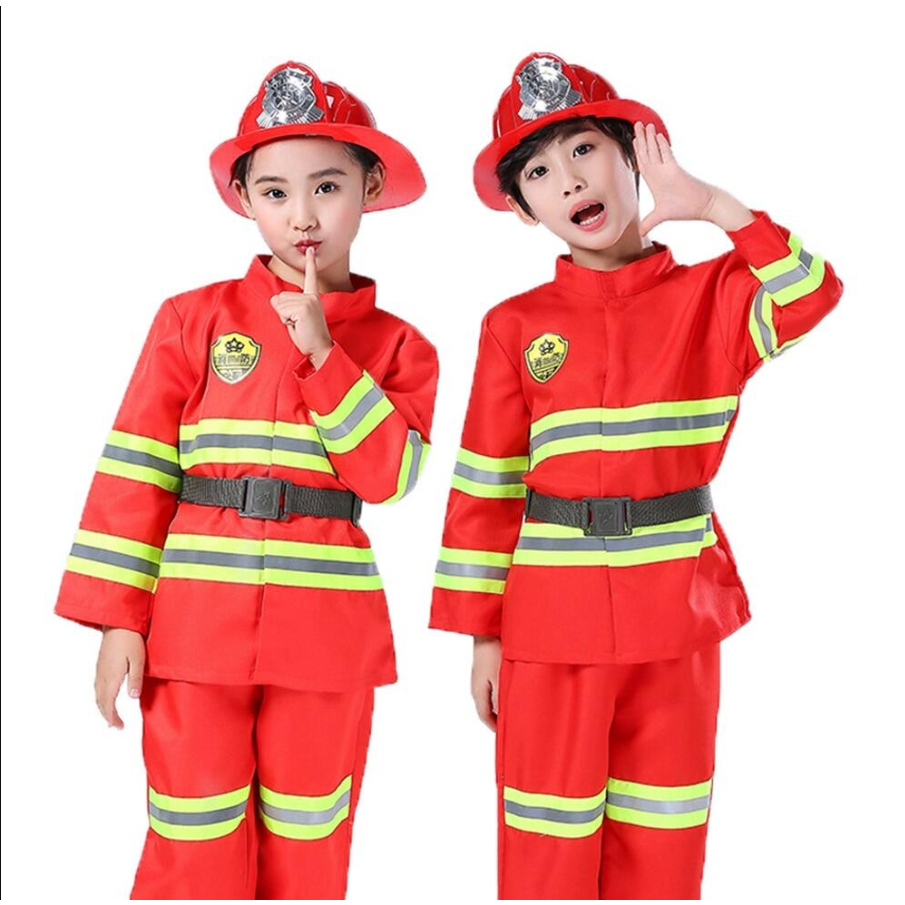 Fireman Costume Uniform Cosplay Firefighter Career Role Play Girl Suit ...