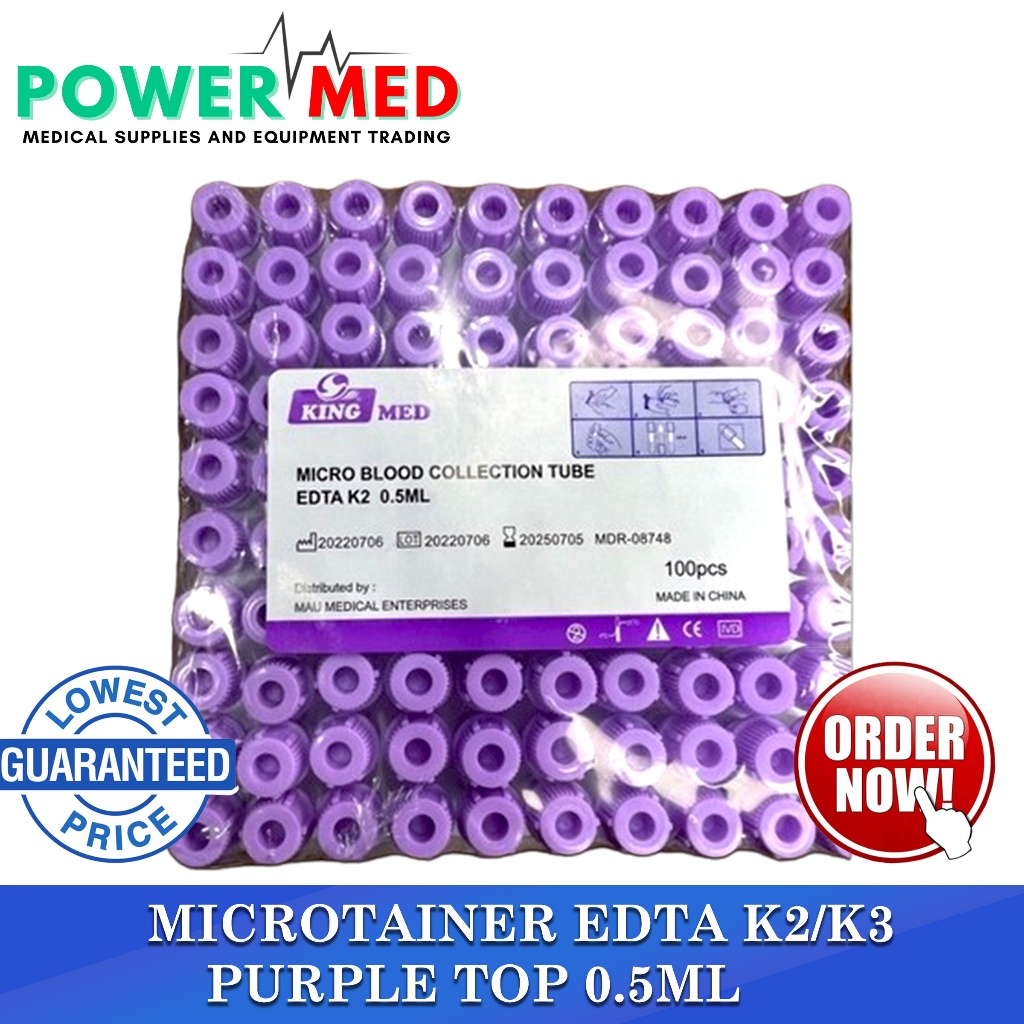MICROTAINER EDTA K2K3 PURPLE TOP 0.5ML PER TRAY (KINGMED BRAND ...