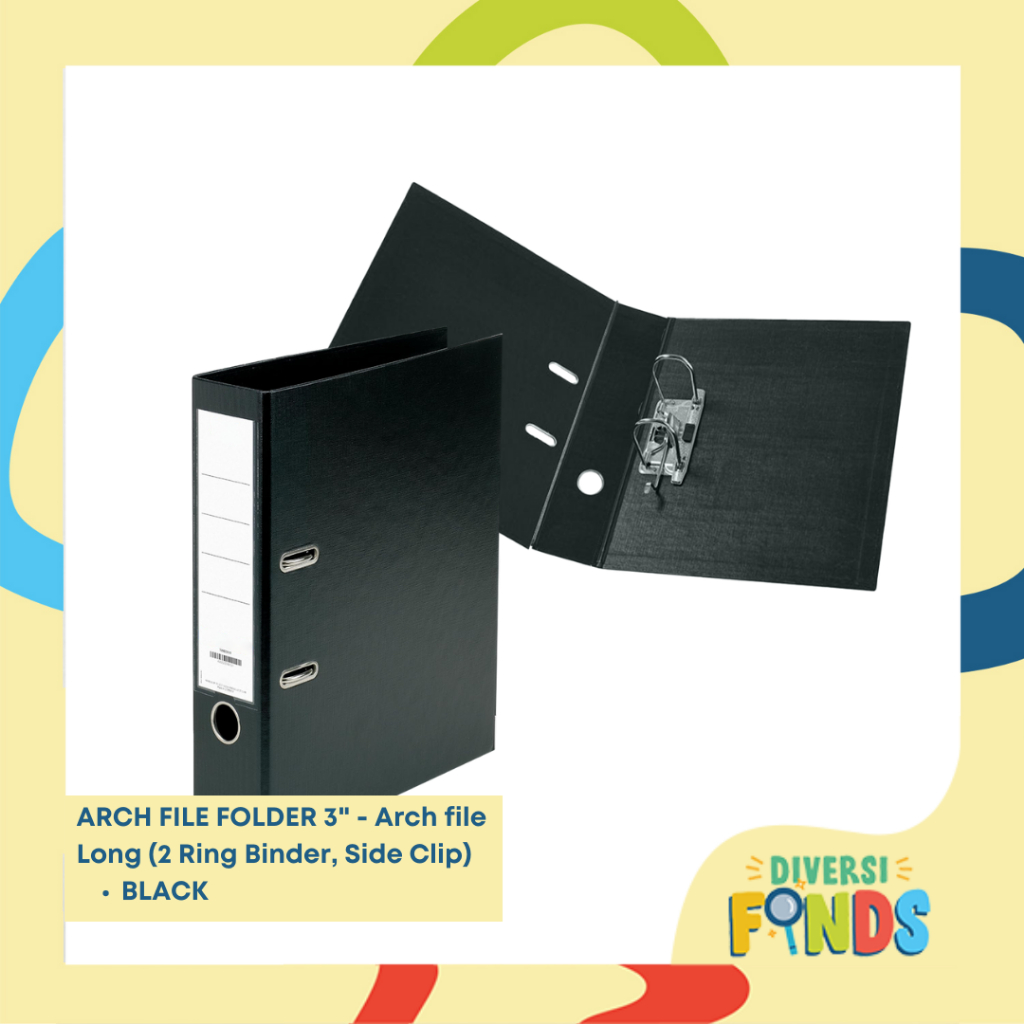 Arch File Folder 3" with Hard Cover Side Mechanism - 2 Ring Binder ...