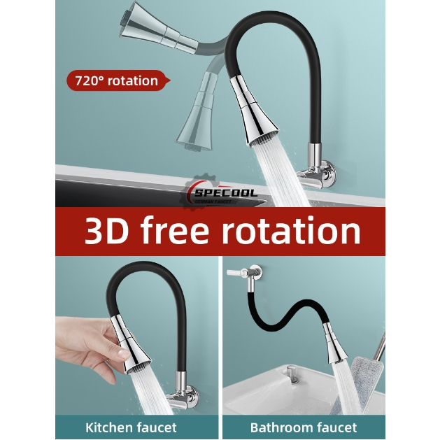 Kitchen Faucet Rotate Flexible Cold Tap Wall Mounted Faucet Two ...