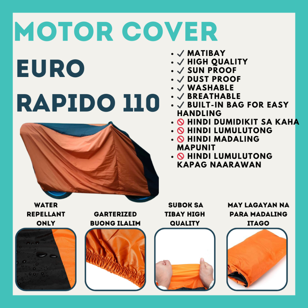 EURO RAPIDO 110 motor cover MATIBAY, MURA, WASHABLE HINDI DUMIDIKIT SA ...
