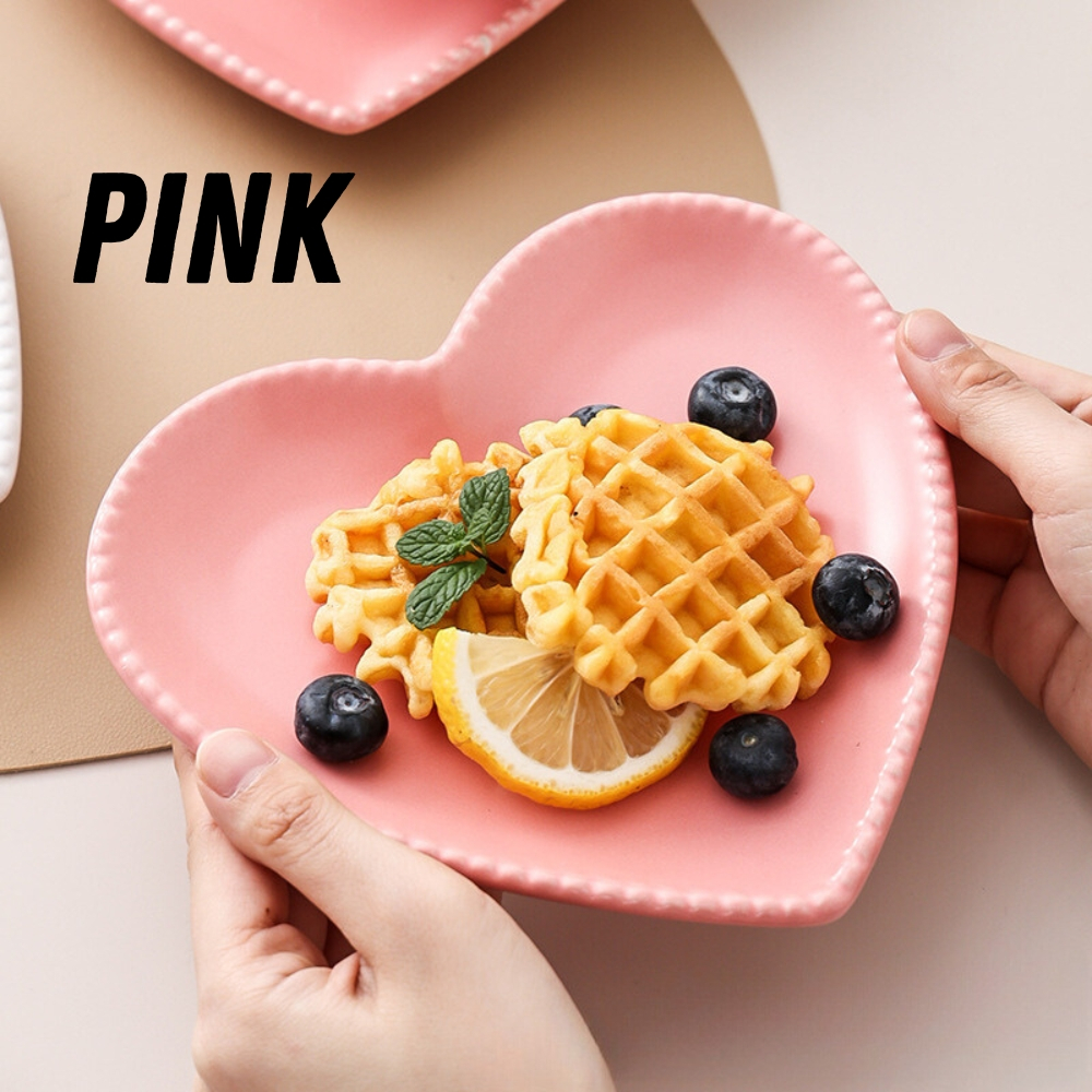 SYS21 Kawaii Heart-Shaped Snack Porcelain Plate Saucer Cute Christmas Gift Cafe Restaurant Hotel ...