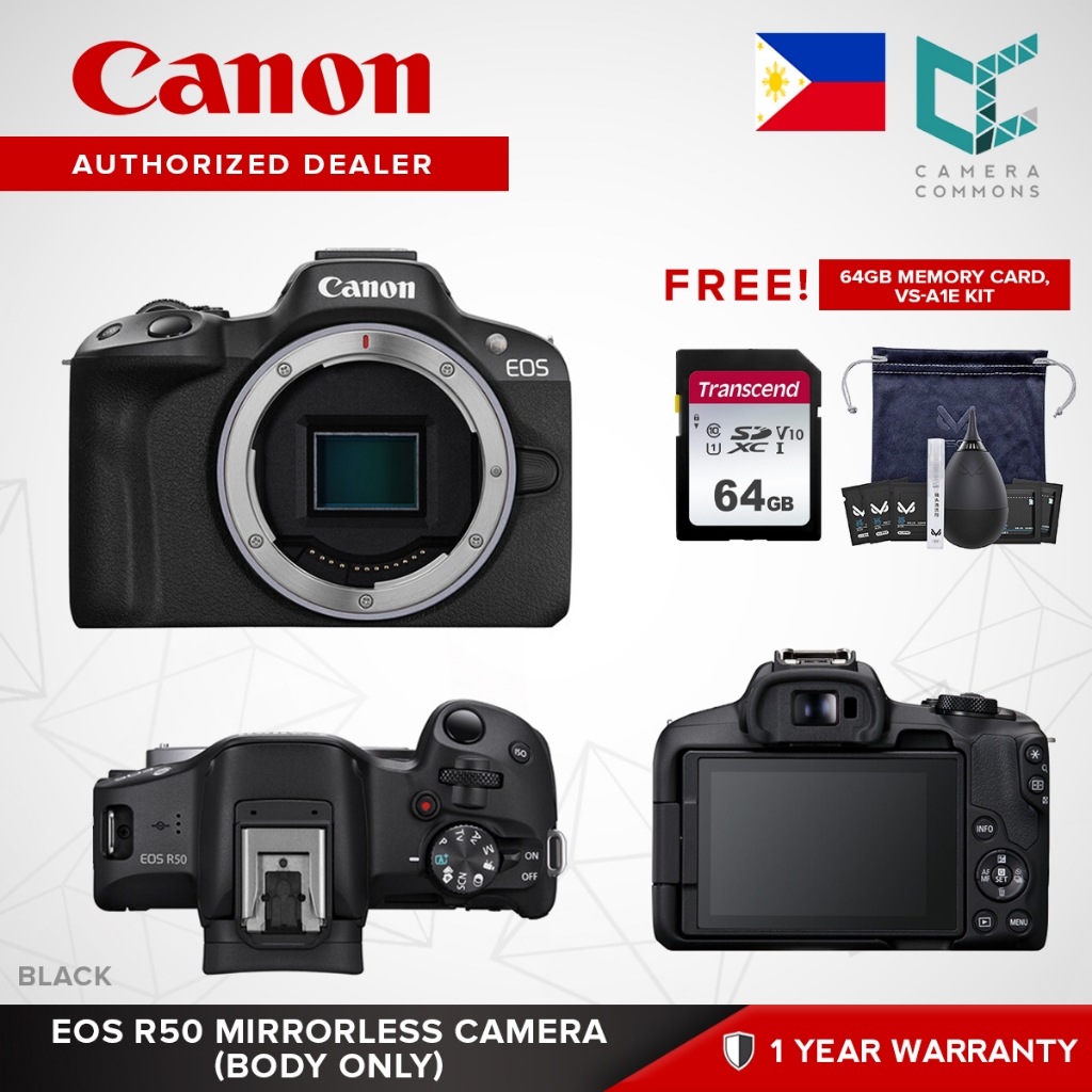 Canon EOS R50 Mirrorless Camera with 18-45mm Lens Black White APS-C 4K 30p DIGIC X Vertical ...