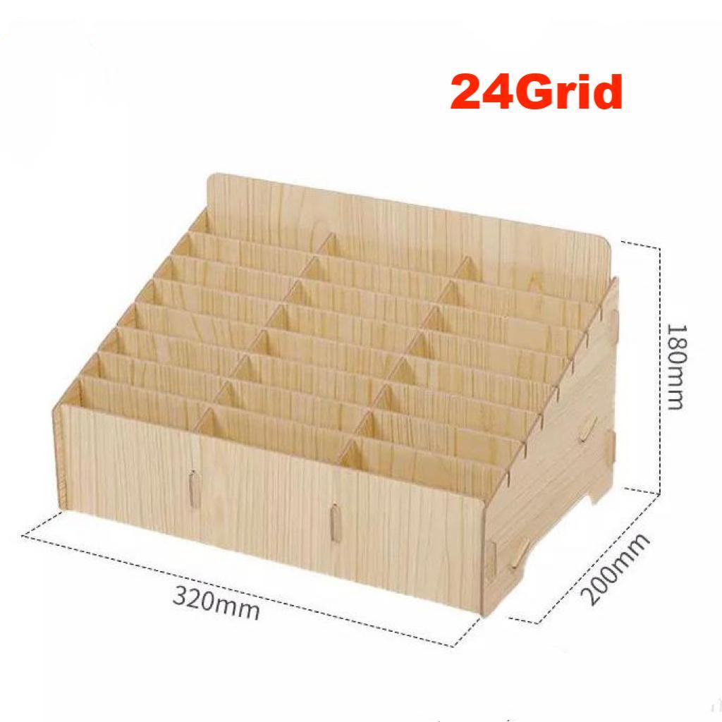 12/24 Grid Wooden Phone Storage Box Multi Grid Phone Storage Box Office ...