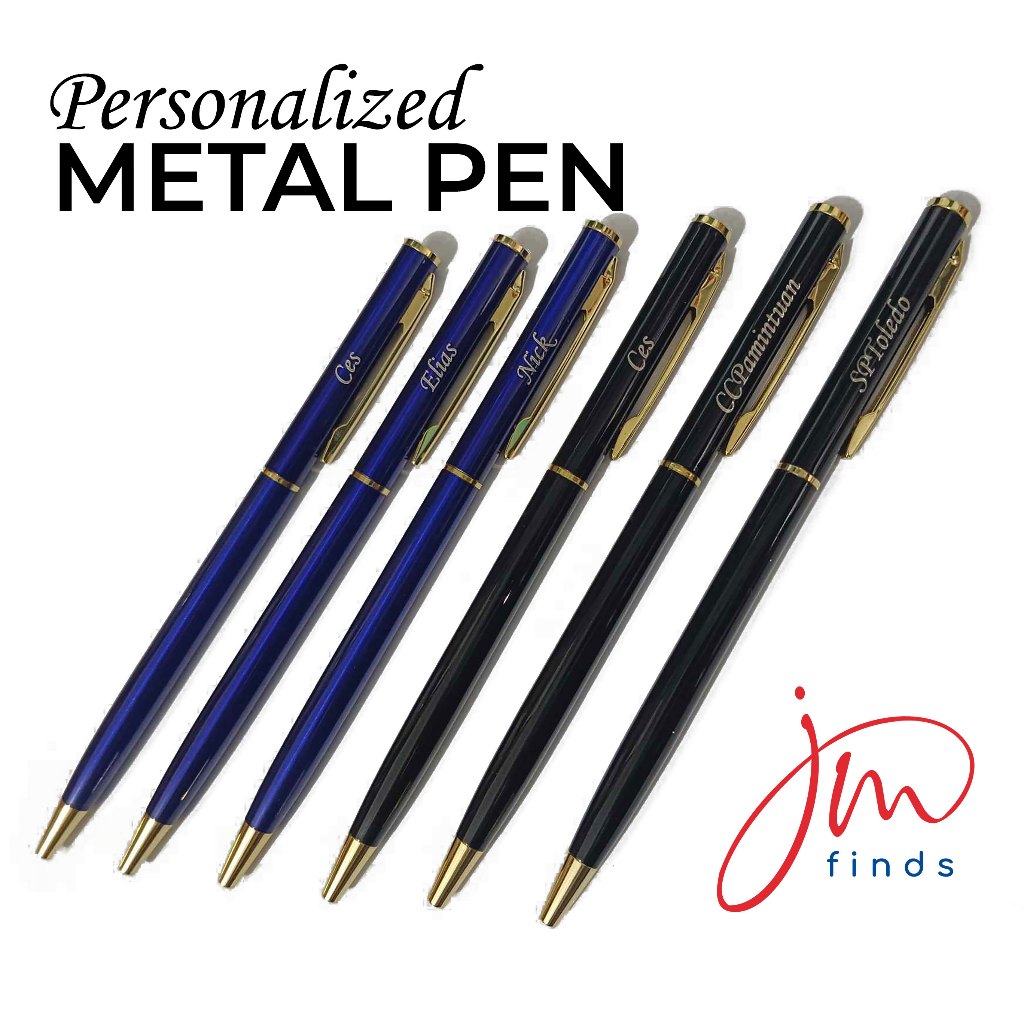 Personalized Slim Rotating Metal Pen - Free Name Engrave | Shopee ...