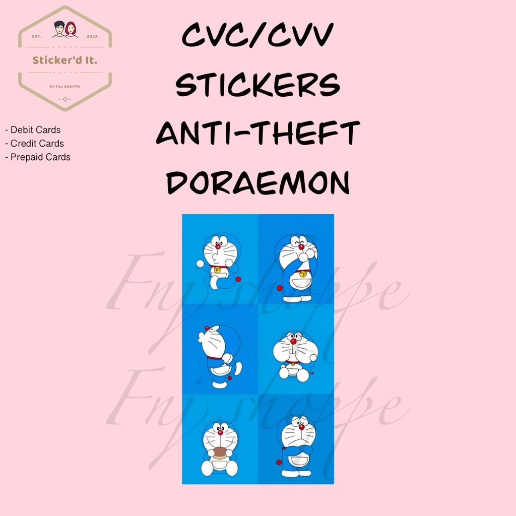 Doraemon CVV/ CVC Stickers (Anti-Theft Stickers for ATM and Credit ...