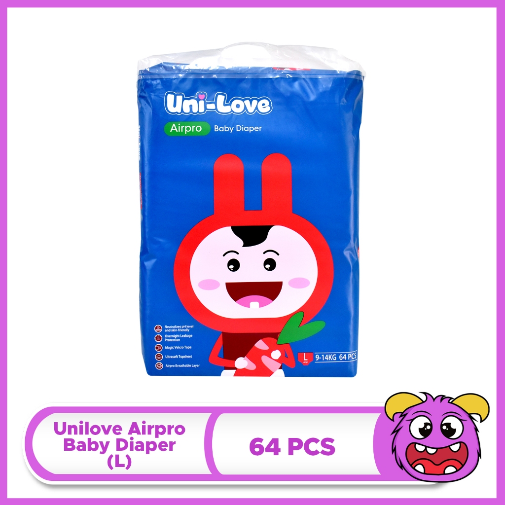 UniLove Airpro Baby Diaper 64's (Large) | Shopee Philippines