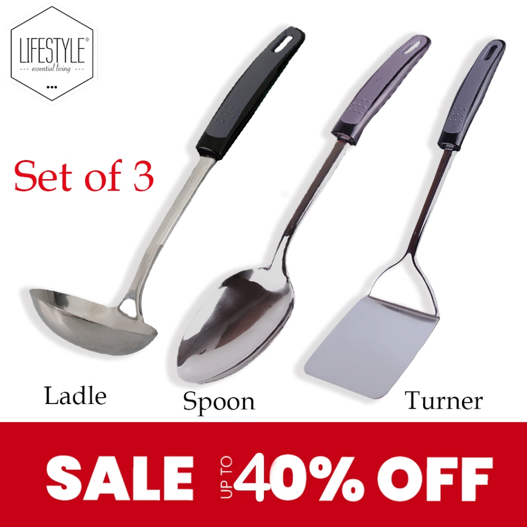 LIfestyle Stainless Steel Ladle , Spoon, Turner Cookware Utensil ...