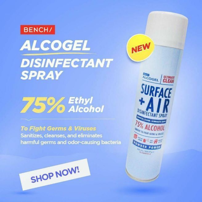 BENCH Alcogel Air + Surface Disinfectant Spray 300ml | Shopee Philippines