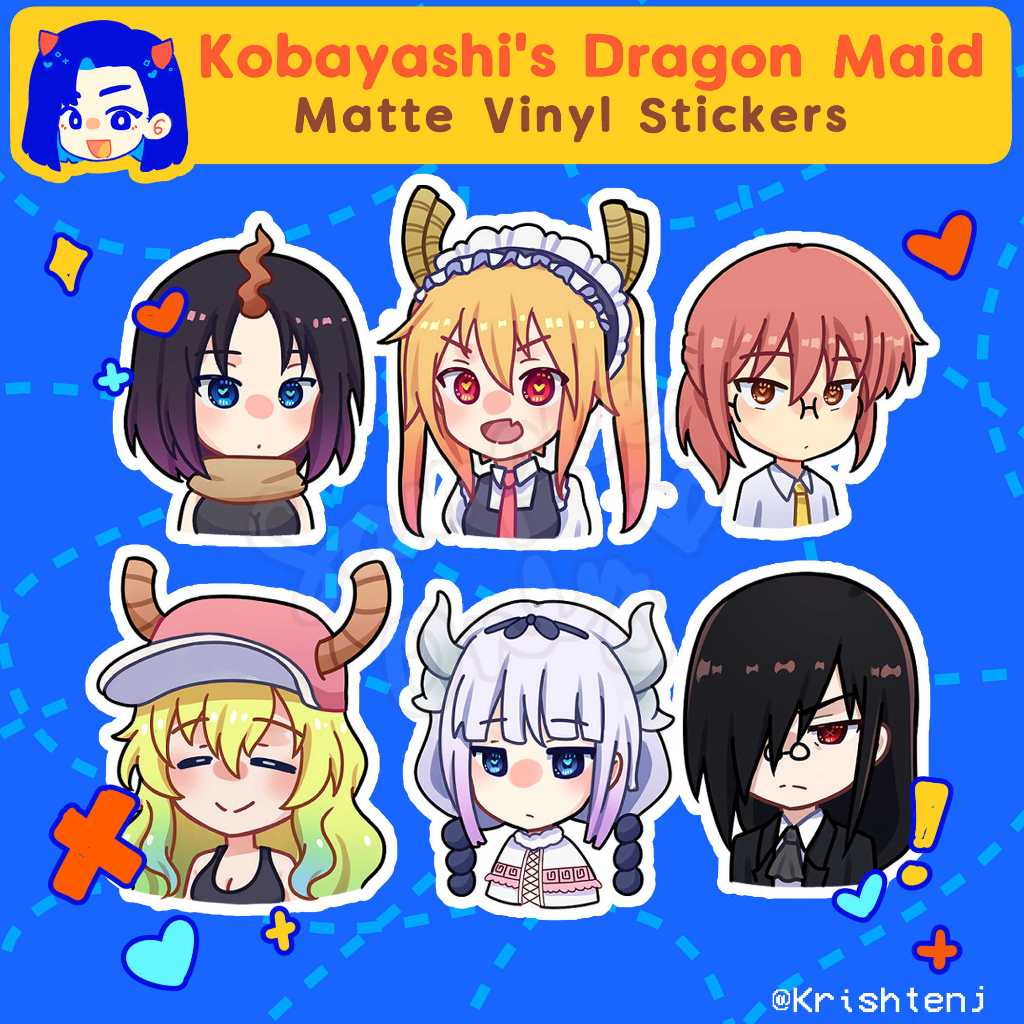 Miss Kobayashi's Dragon Maid Matte Vinyl Stickers: Krishten | Shopee ...