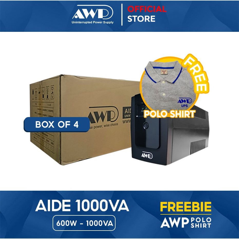 AWP Aide 600W-1000VA UPS with AVR Uninterruptible Power Supply, 4 ...