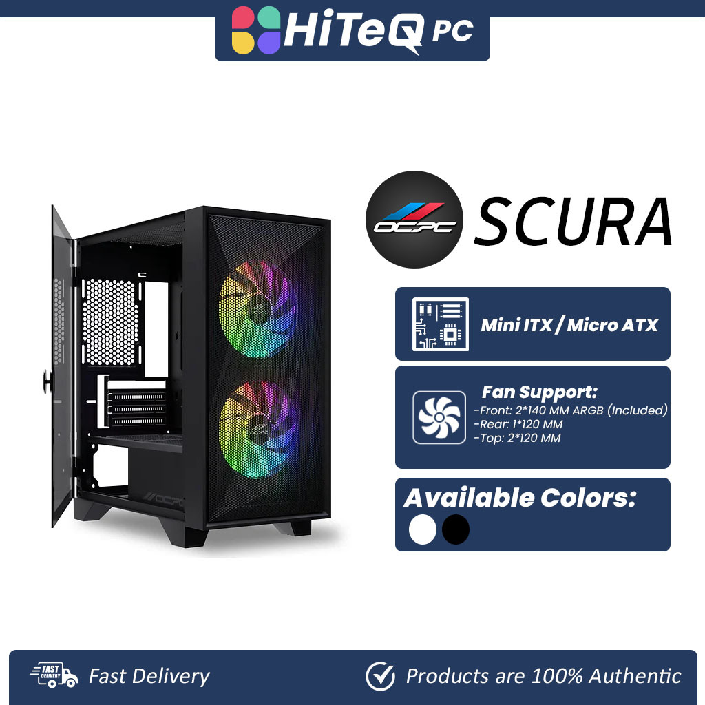 HiteqPC | OCPC SCURA MESH MICRO-TOWER GAMING CASE W/ 2*140MM ARGB FAN ...