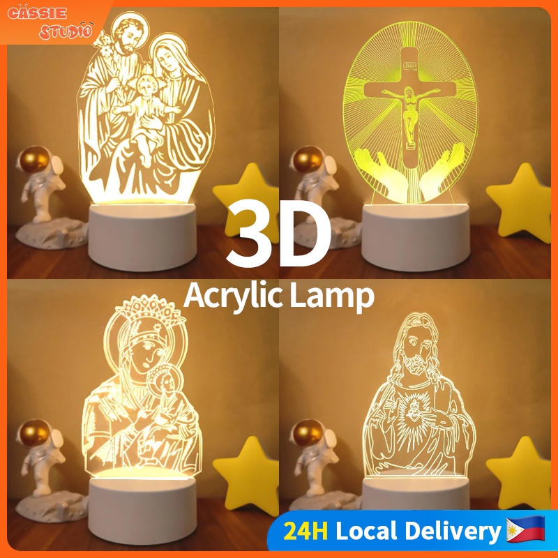 3D Acrylic LED Lamp Night Desk Lamp Night light bedroom bedside Room ...