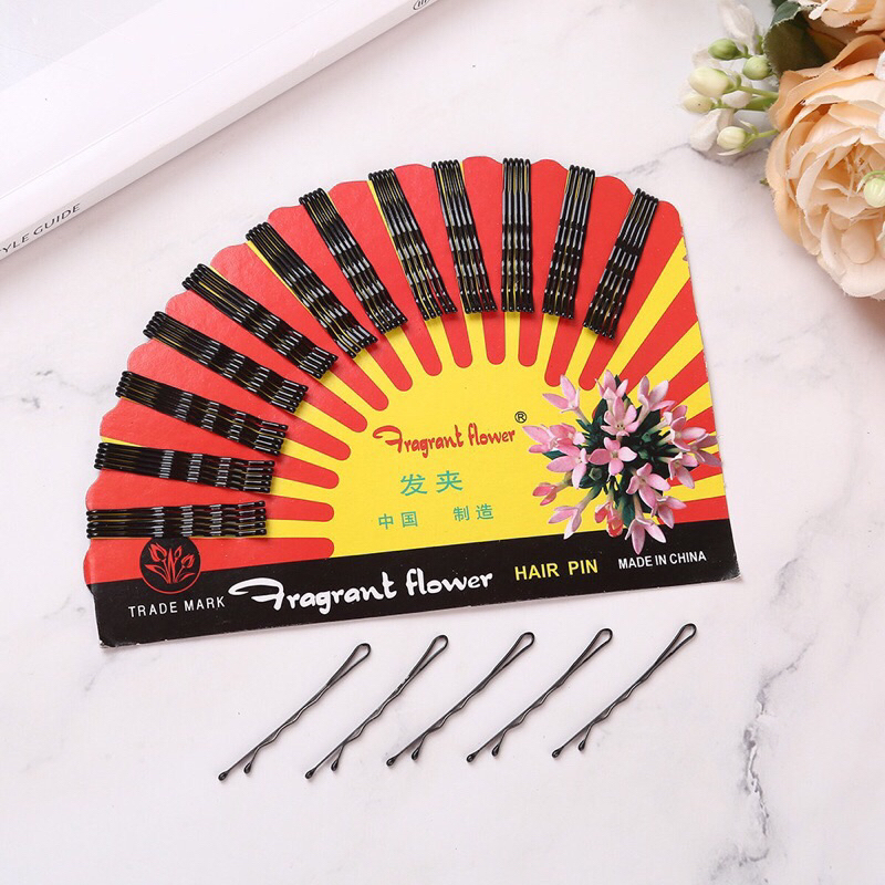 60 Pcs/1 card only Black Metal Iron Hair Pin Hair Grips | Shopee ...