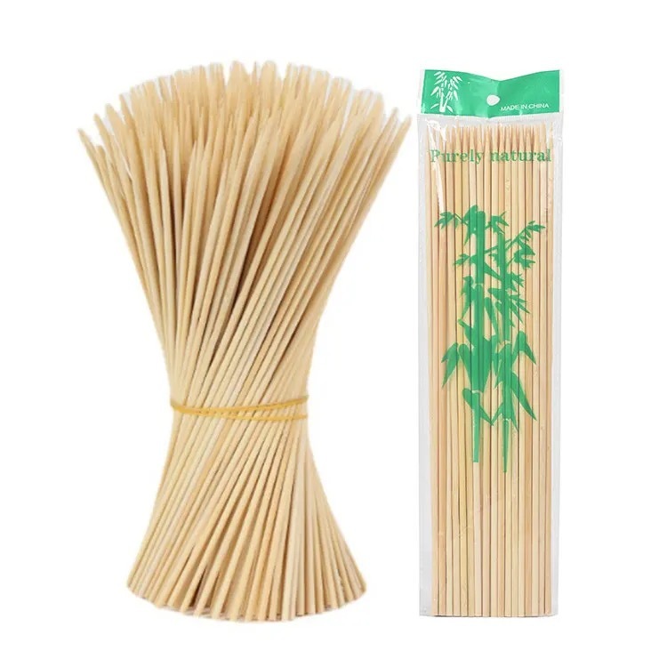 100pcs Bamboo Sticks Sturdy Disposable Barbecue Fruit Wood Sticks ...