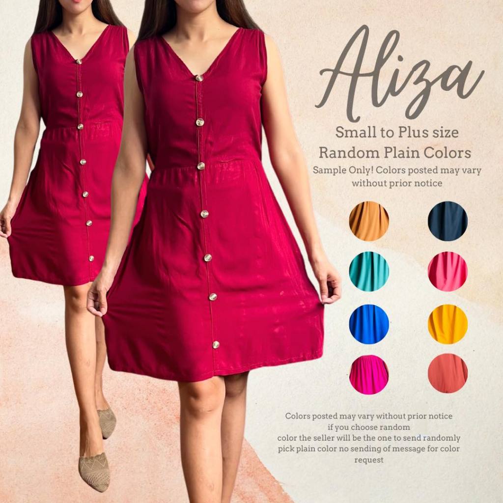 Aliza Dress for Women Sleeveless with buttons regular plus size ...