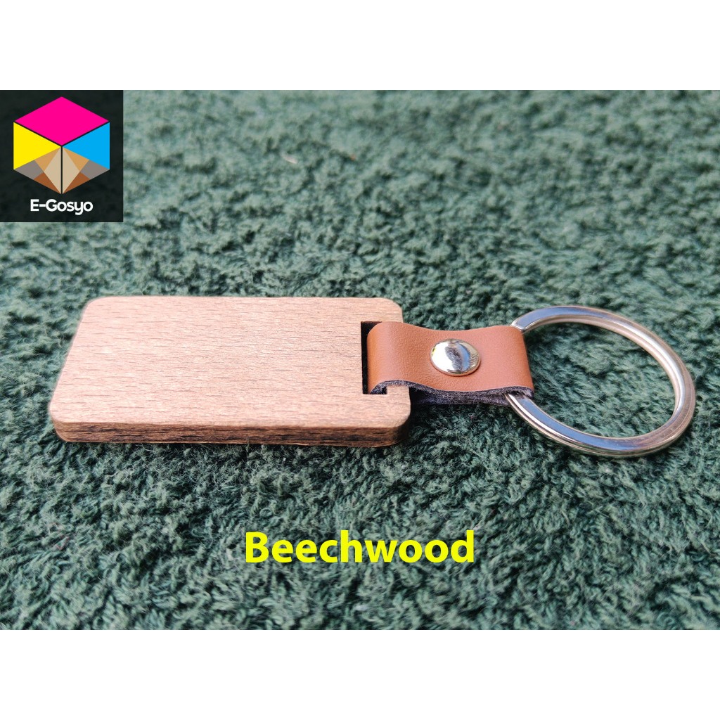 1 pc Wooden BEECHWOOD Leather Keychain - Pain no engrave | Shopee ...