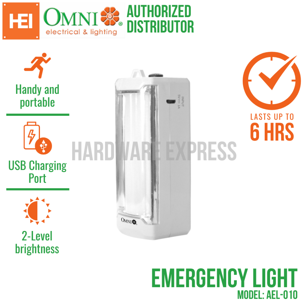 OMNI AEL-010 LED Rechargeable Emergency Light | Shopee Philippines
