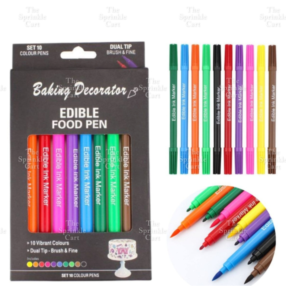 10pcs Dual Tip Food Coloring Edible Pen for Cookies Fondant & Dessert ...