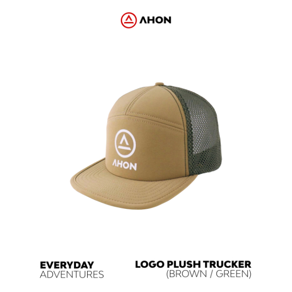 Ahon Logo Plush Trucker Cap (brown / green) - soft brim - soft top ...