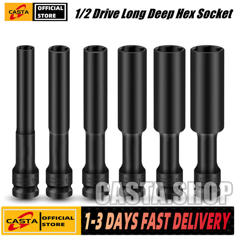 Long Deep socket 1/2 drive heavy duty for impact drive and ratchet ...