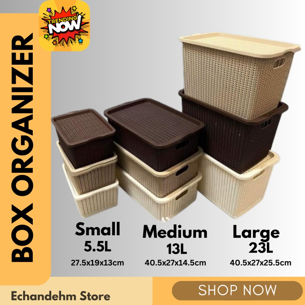 Premium Rattan Box Stylish Storage Organizer with Cover | Shopee ...