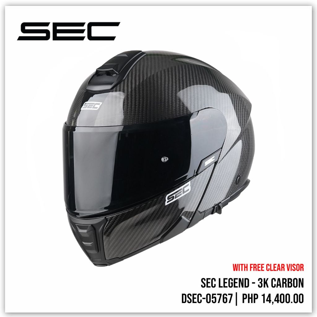 DSEC-05767 | Sec Legend 3k Carbon Modular Helmet Gloss (S-XXL) | Shopee ...