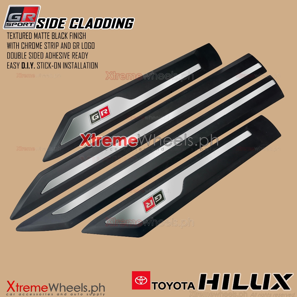 Toyota Hilux All Unit 2016 to 2025 4pcs GR Slim Side Cladding / Door ...