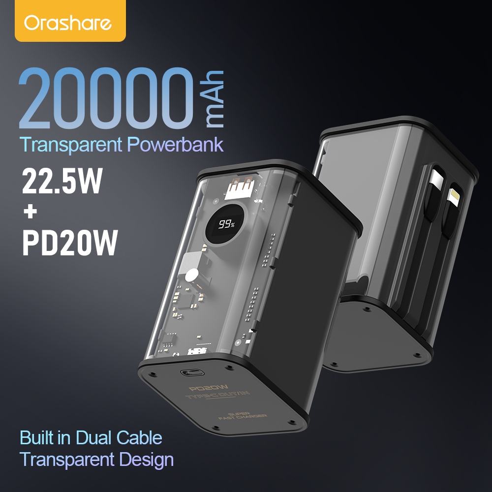 Orashare OT20 /OT20CL 20000mAh Powerbank Compact Transparent PD 20W ...