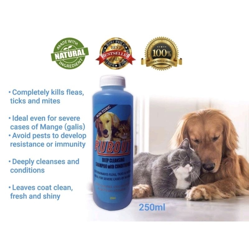 Rubout Dog and Cats Shampoo Conditioner Anti Ticks Fleas and Mange All ...