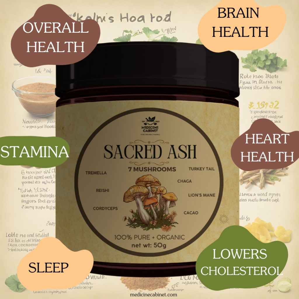 HALAL 7PURE MUSHROOMS CORDYCEPS LION'S MANE REISHI CHAGA TURKEY TAIL TREMELLA SACRED ASH ...