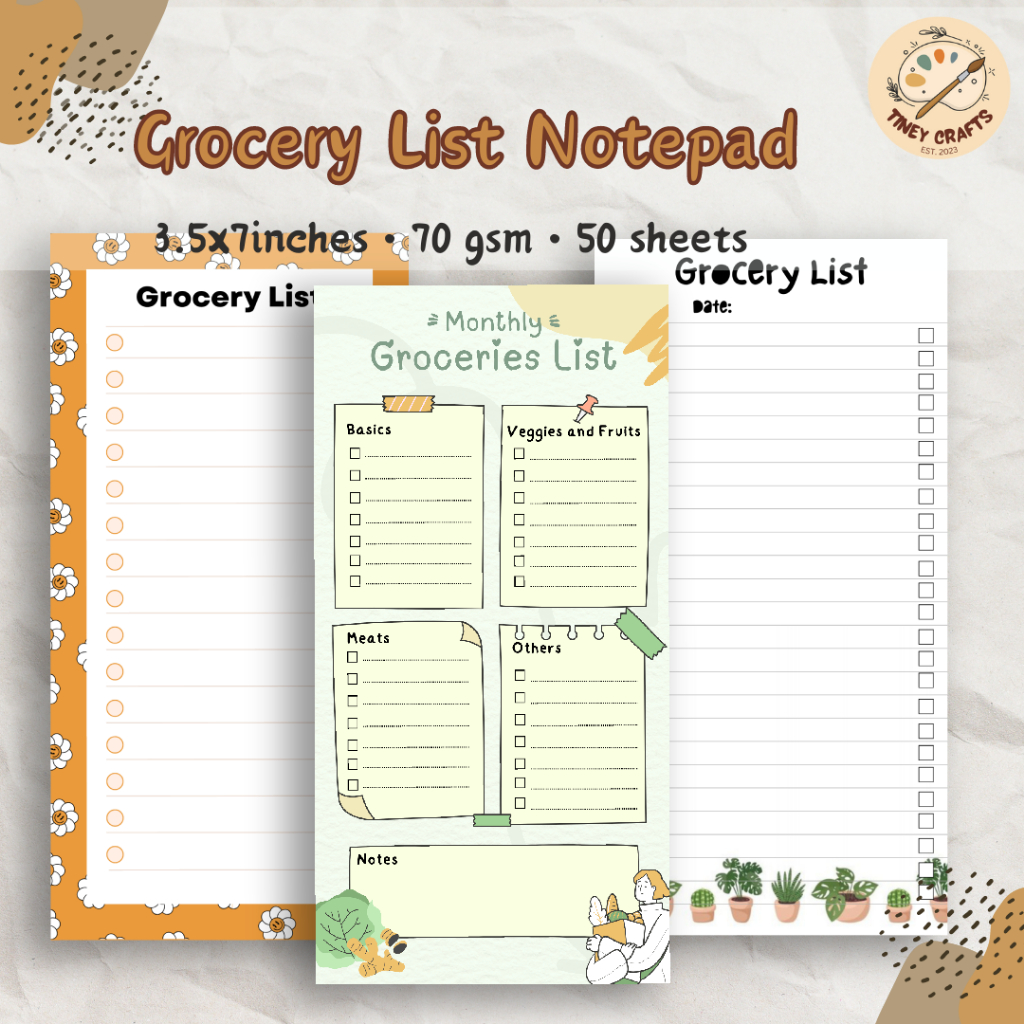 Grocery List Notepad | Shopping To Do Checklist Tracker | Buyers Memo ...