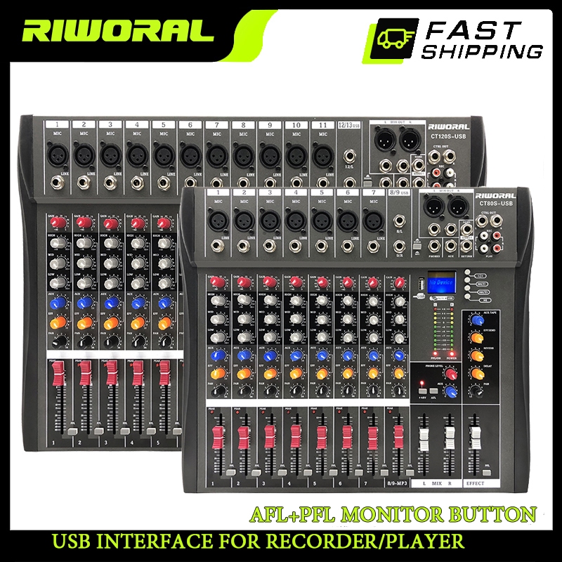 Audio Mixer Sound System 6 8 Mixer Stereo Equalizer With 7 Band Audio ...