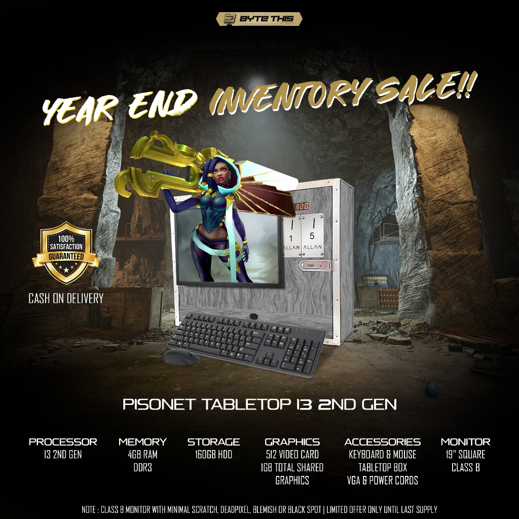 TABLETOP PISONET I3 2ND GEN 4GB RAM 19 SQUARE MONITOR CLASS B ...
