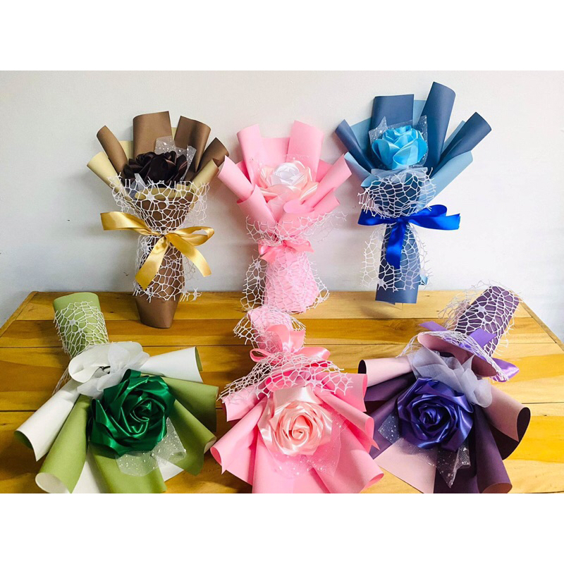 Single Rose Satin Flower Bouquet 14-15Inches size | Shopee Philippines