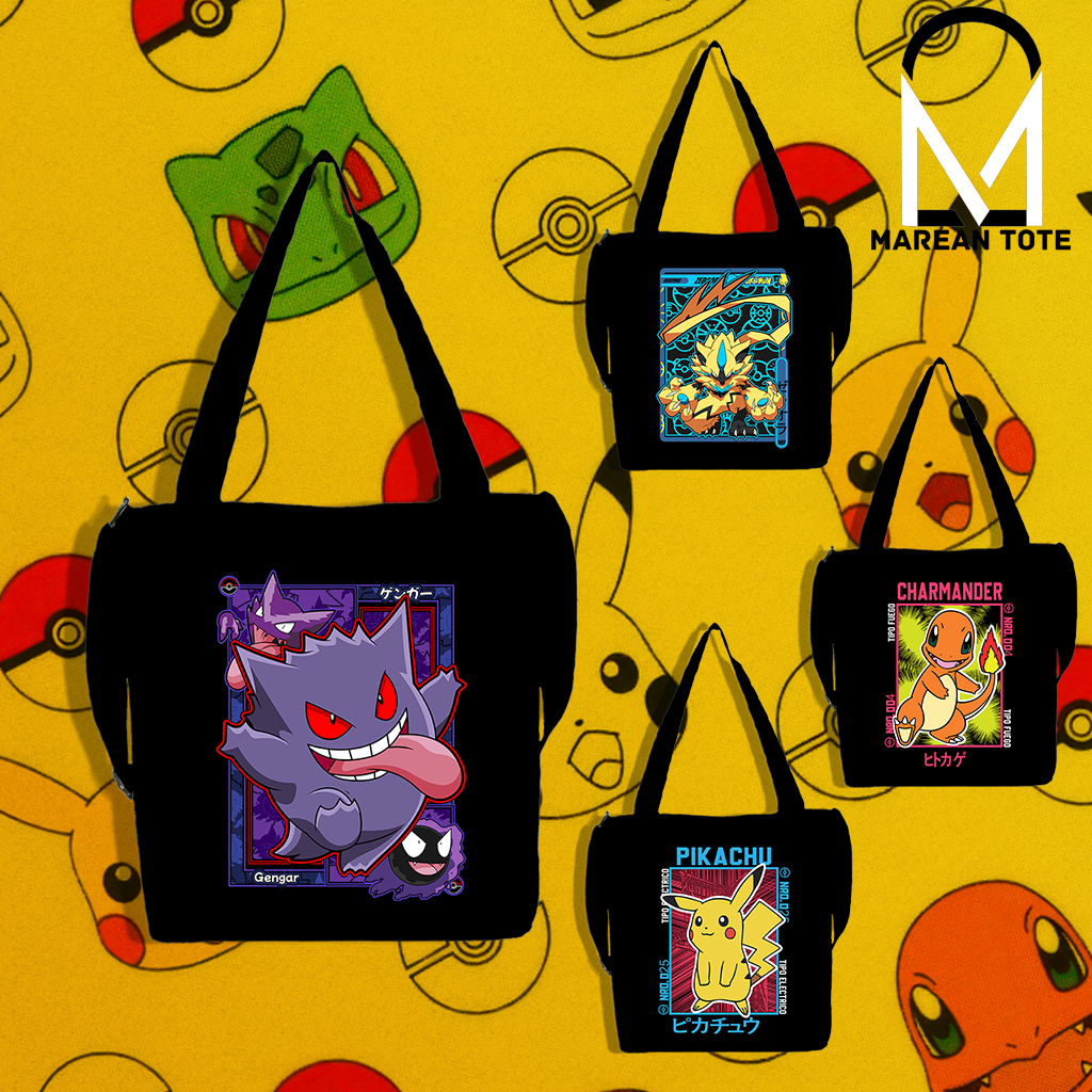 MAREAN TOTE Pokemon Anime Black Tote Bags Sling Crossbody Bag For Men ...