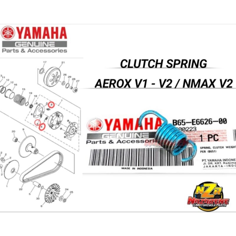 CLUTCH SPRING AEROX V1 - V2 / N-MAX V2 ( B65-E6626-00 ) YGP | Shopee ...