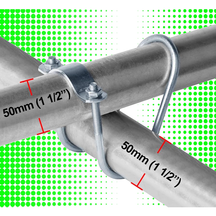 50mm Cross-Connector Pipe Clip Crossover U shape Clamp for Greenhouse ...