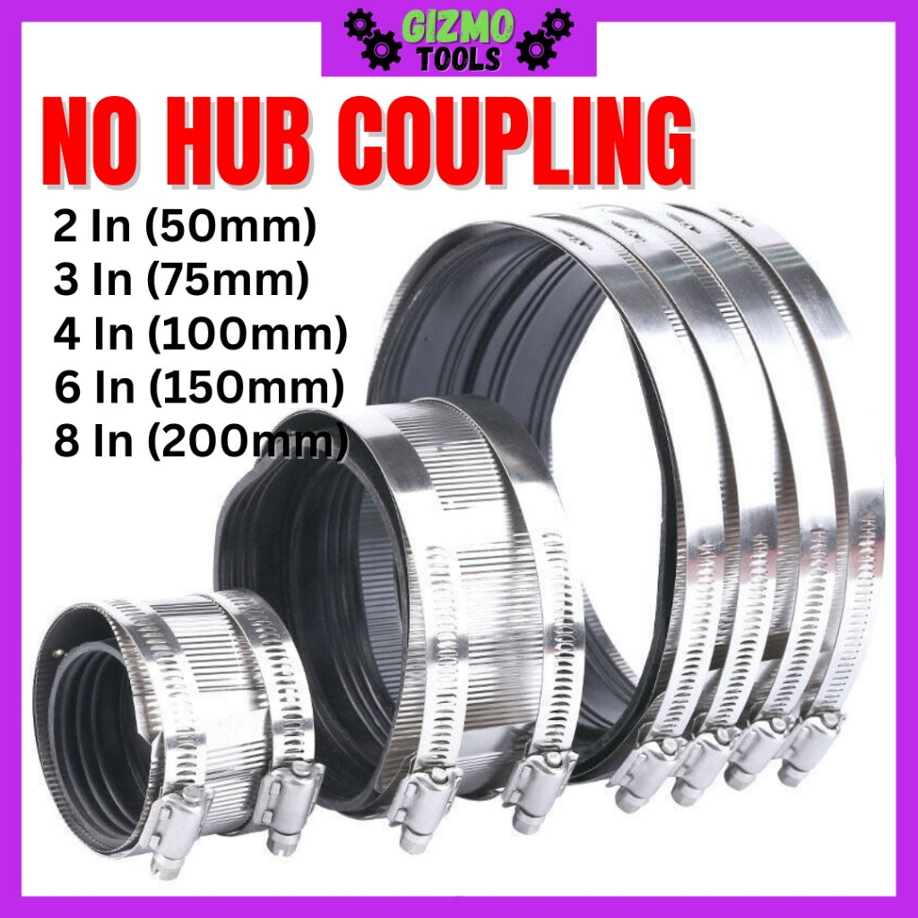 No Hub Coupling 2 3 4 6 8 Inches Rubber Coupling with Stainless Clamp ...